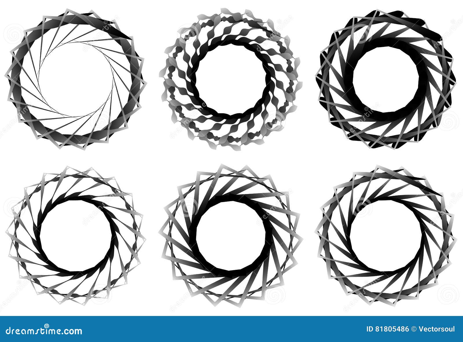 Set of 6 Circular Geometric Element. Abstract Geometry Shapes Stock ...