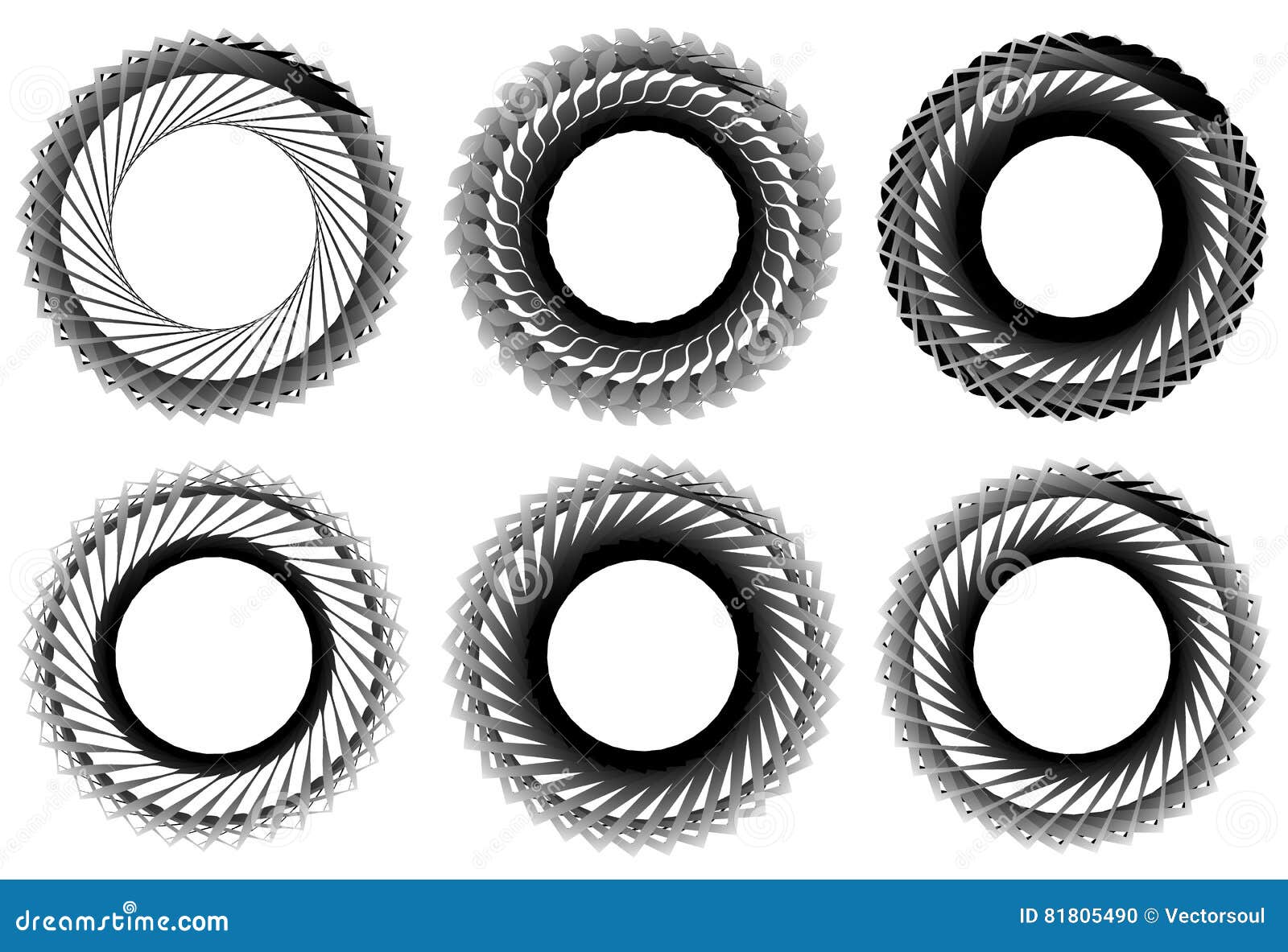 Set of 6 Circular Geometric Element. Abstract Geometry Shapes Stock ...