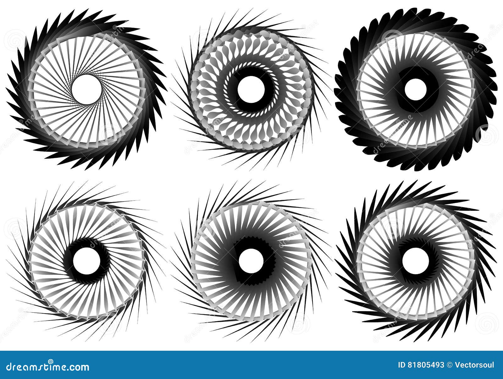 Set of 6 Circular Geometric Element. Abstract Geometry Shapes Stock ...