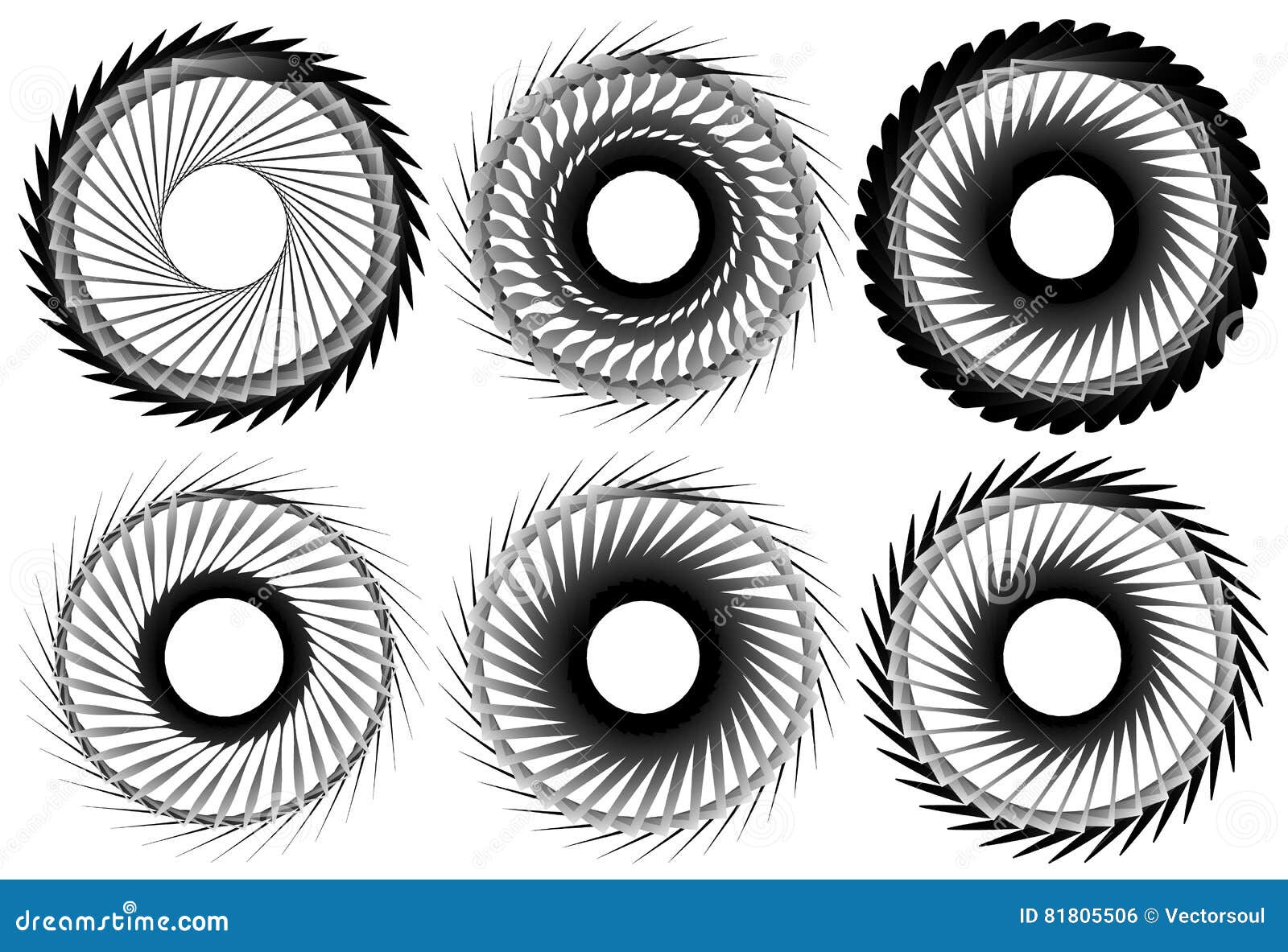 Set of 6 Circular Geometric Element. Abstract Geometry Shapes Stock ...