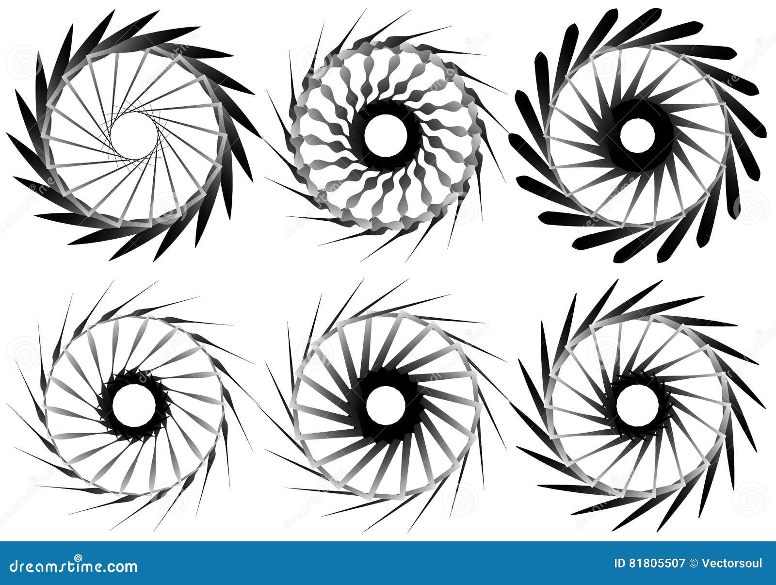 Set of 6 Circular Geometric Element. Abstract Geometry Shapes Stock ...