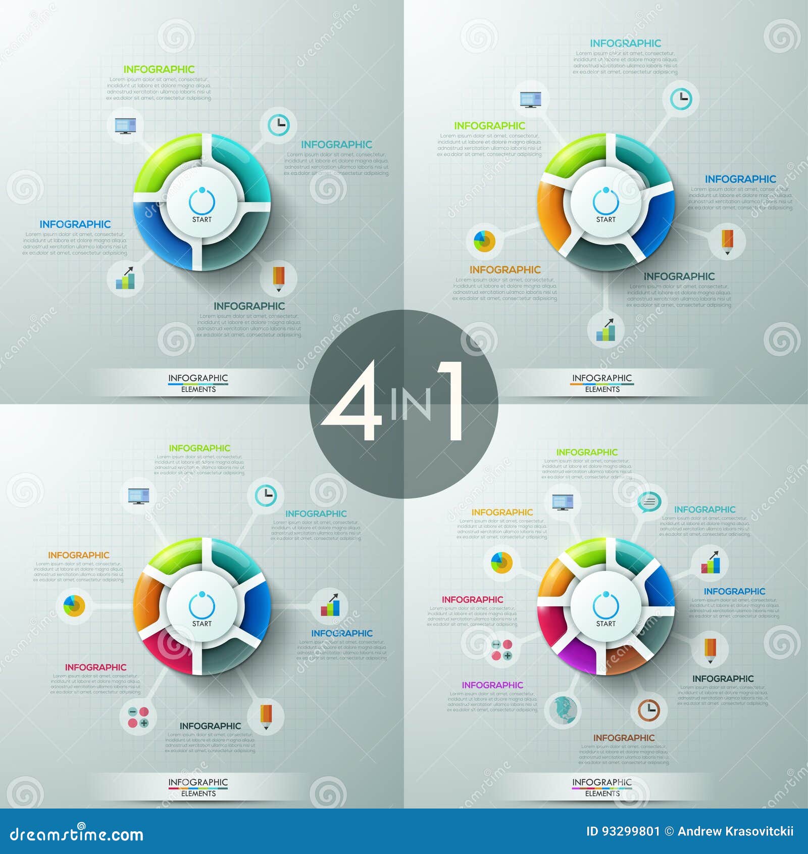 Set of 4 Circular Infographic Design Templates Stock Vector ...