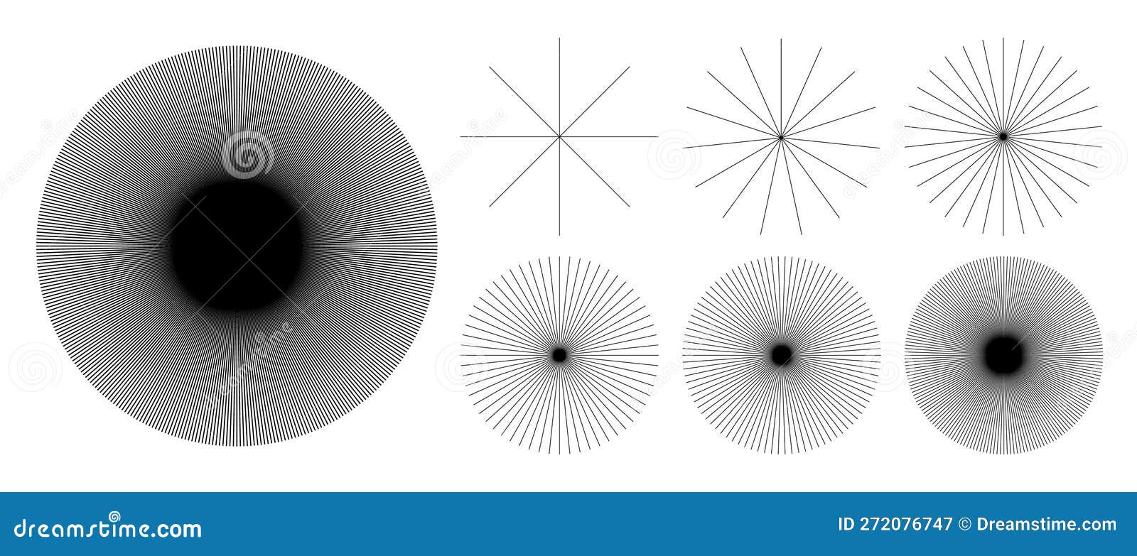 Set of Circular Lines As Geometric Elements. Light Rays, Sunburst and ...