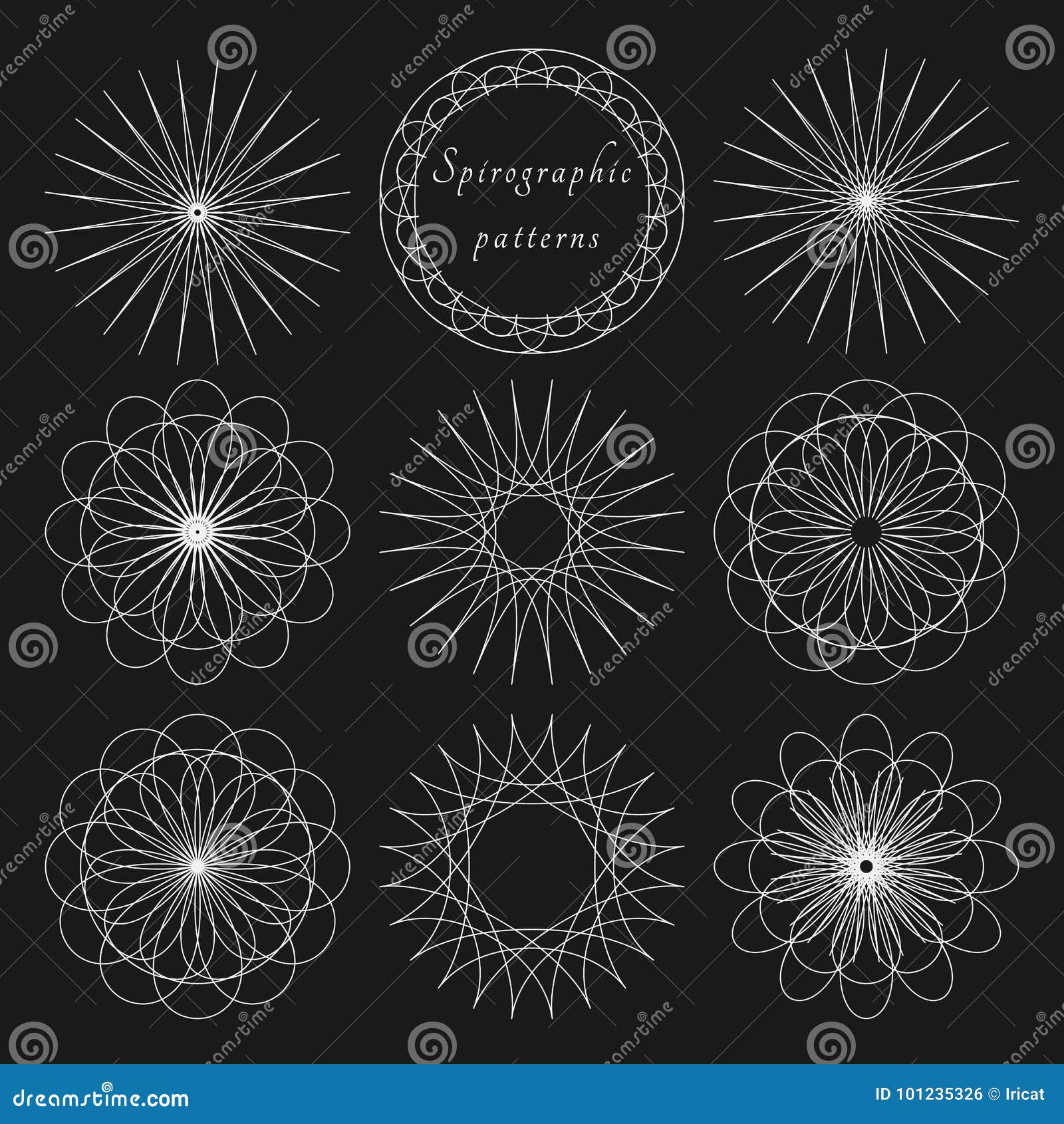 Set Spirographic Elements For Design Of Labels, Stickers, Badges Or ...
