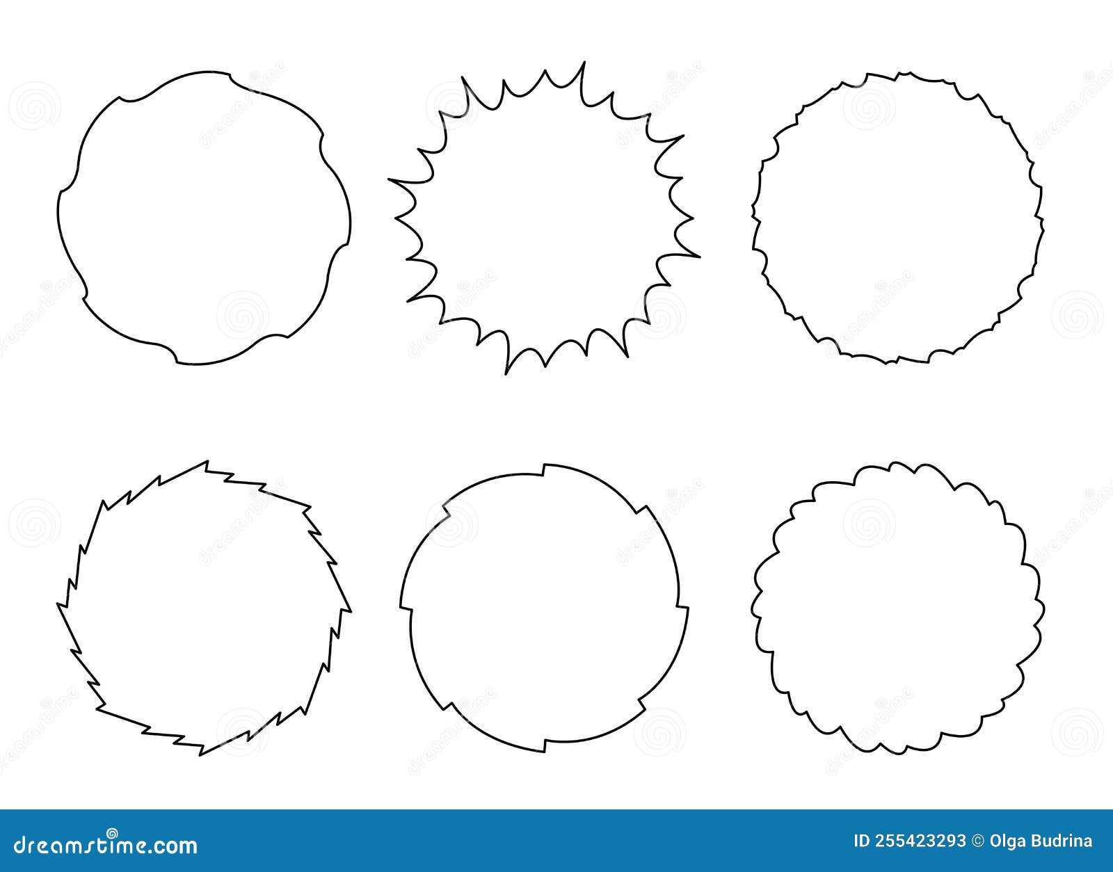 Set of Circular Outline Template Isolated on White Background. Design ...