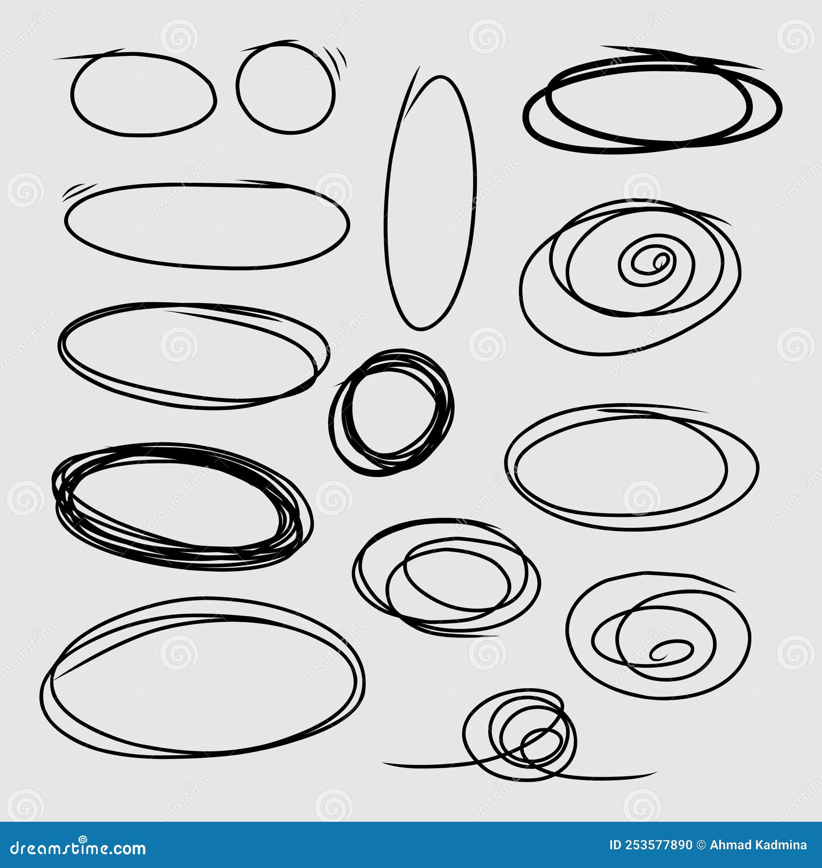 Set of Circular Scribbles, Vector Illustration Stock Vector ...