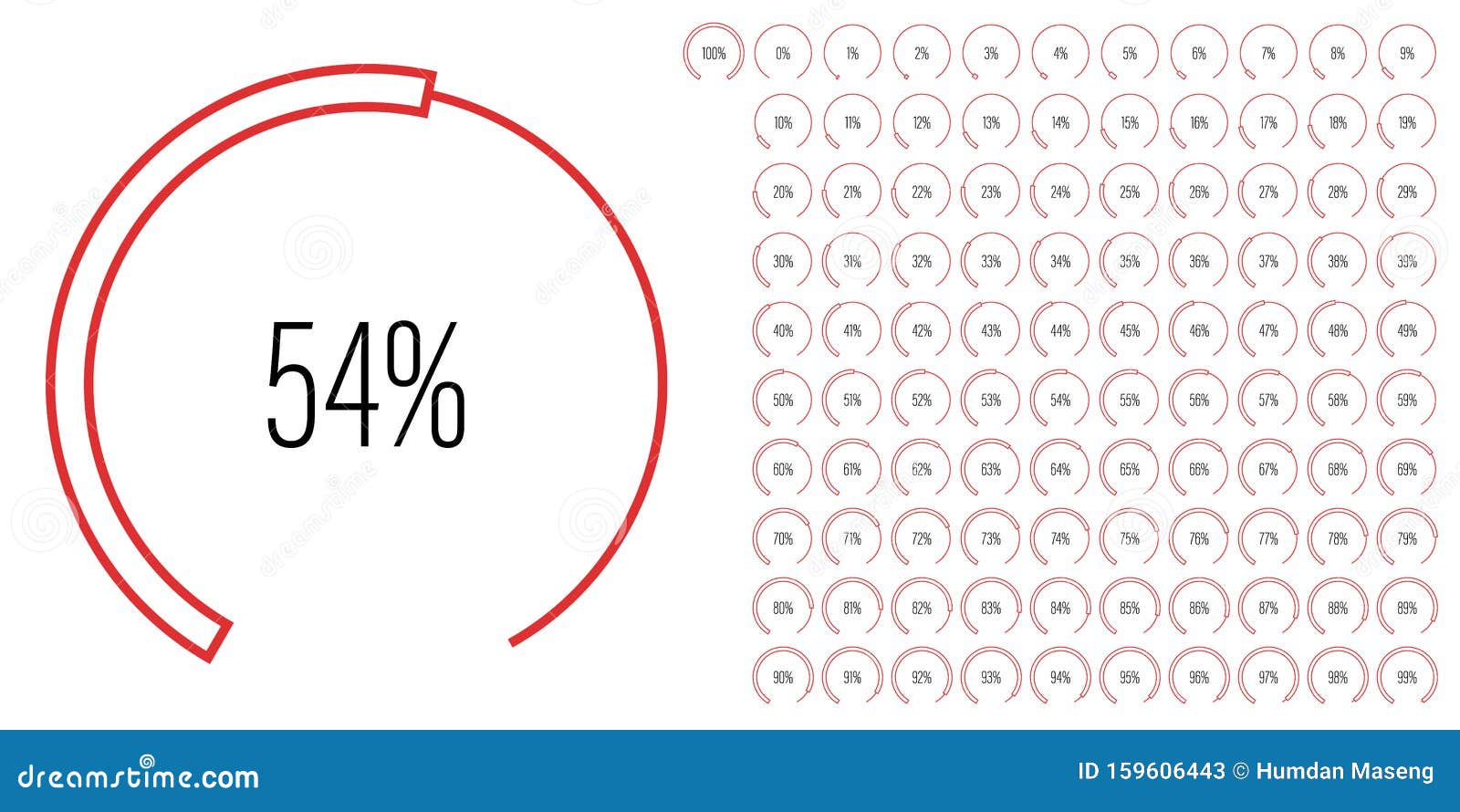Set of Circular Sector Percentage Diagrams from 0 To 100 Stock Vector ...