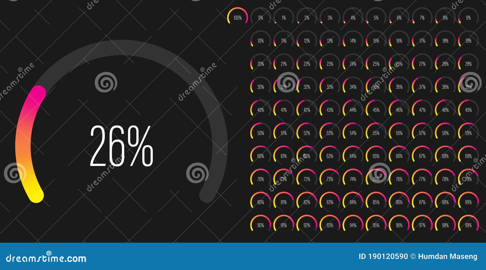 Set of Circular Sector Percentage Diagrams from 0 To 100 Stock Vector ...