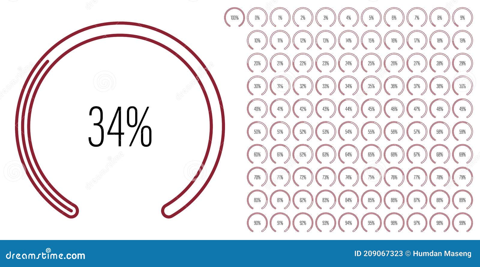 Set of Circular Sector Percentage Diagrams from 0 To 100 Stock Vector ...