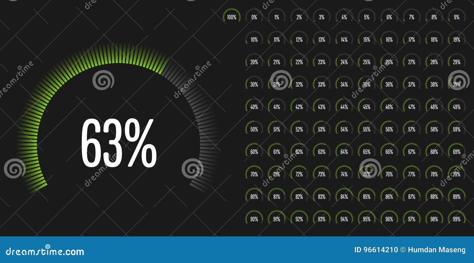 Set of Circular Sector Percentage Diagrams from 0 To 100 Stock Vector ...