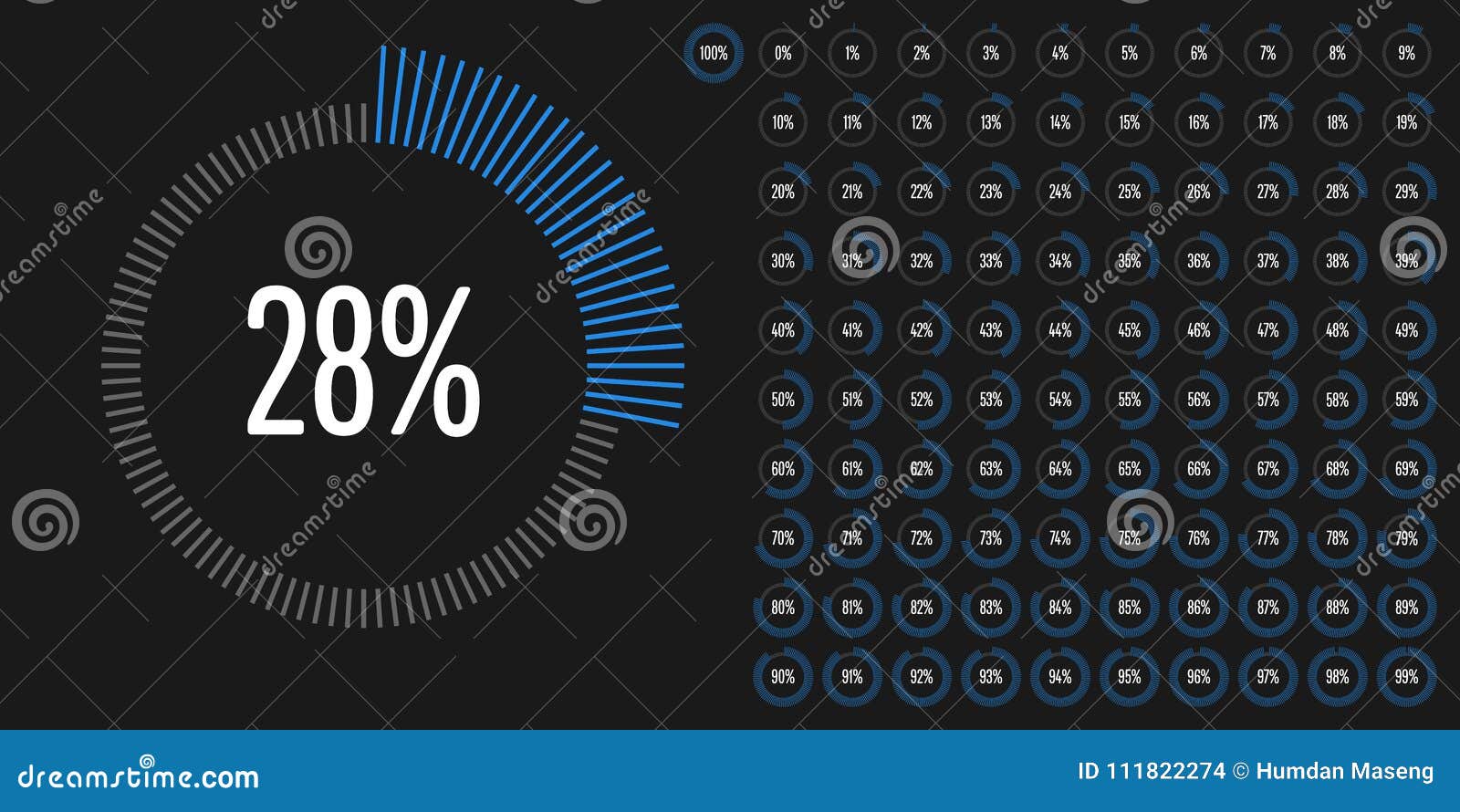 Set of Circular Sector Percentage Diagrams from 0 To 100 Stock Vector ...
