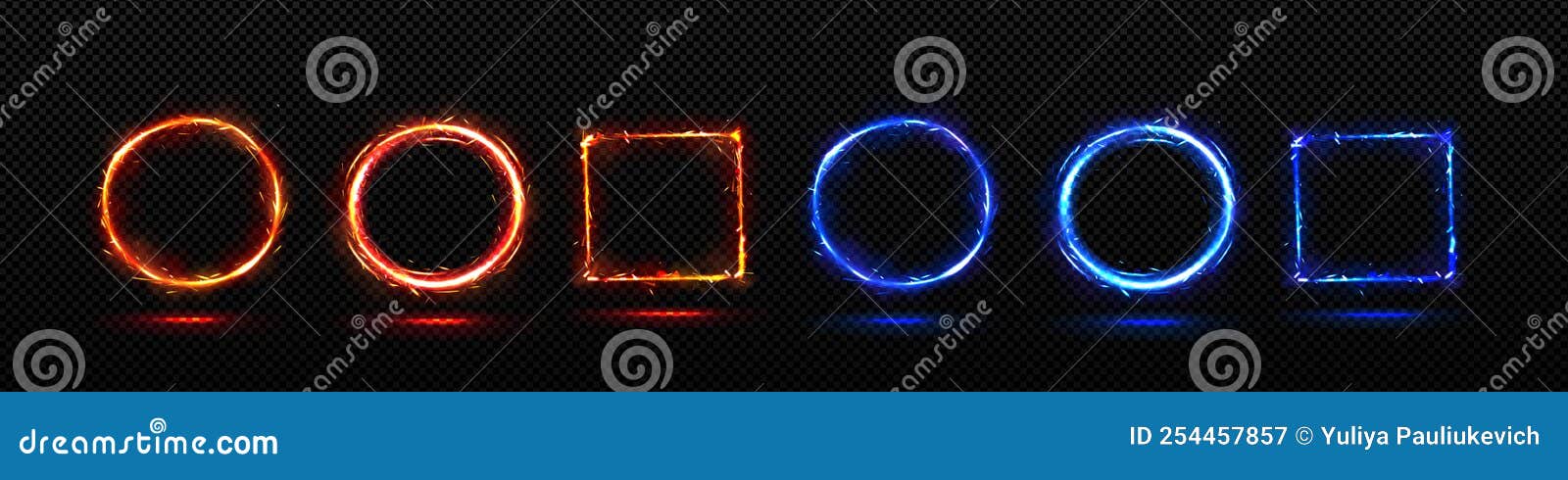 Set of Circular and Square Fire Frames Png Stock Illustration ...