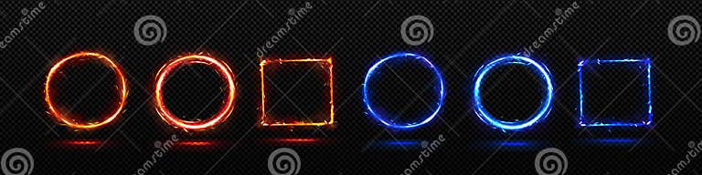 Set of Circular and Square Fire Frames Png Stock Illustration ...