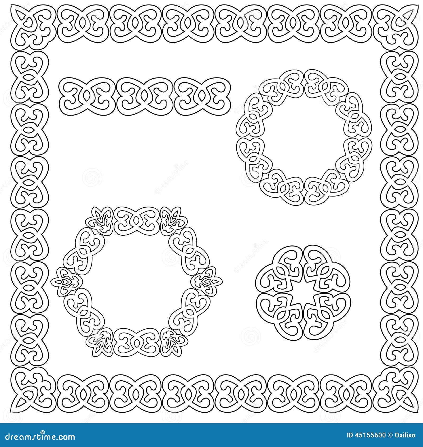 Set of Circular and Square Ornaments Stock Vector - Illustration of ...