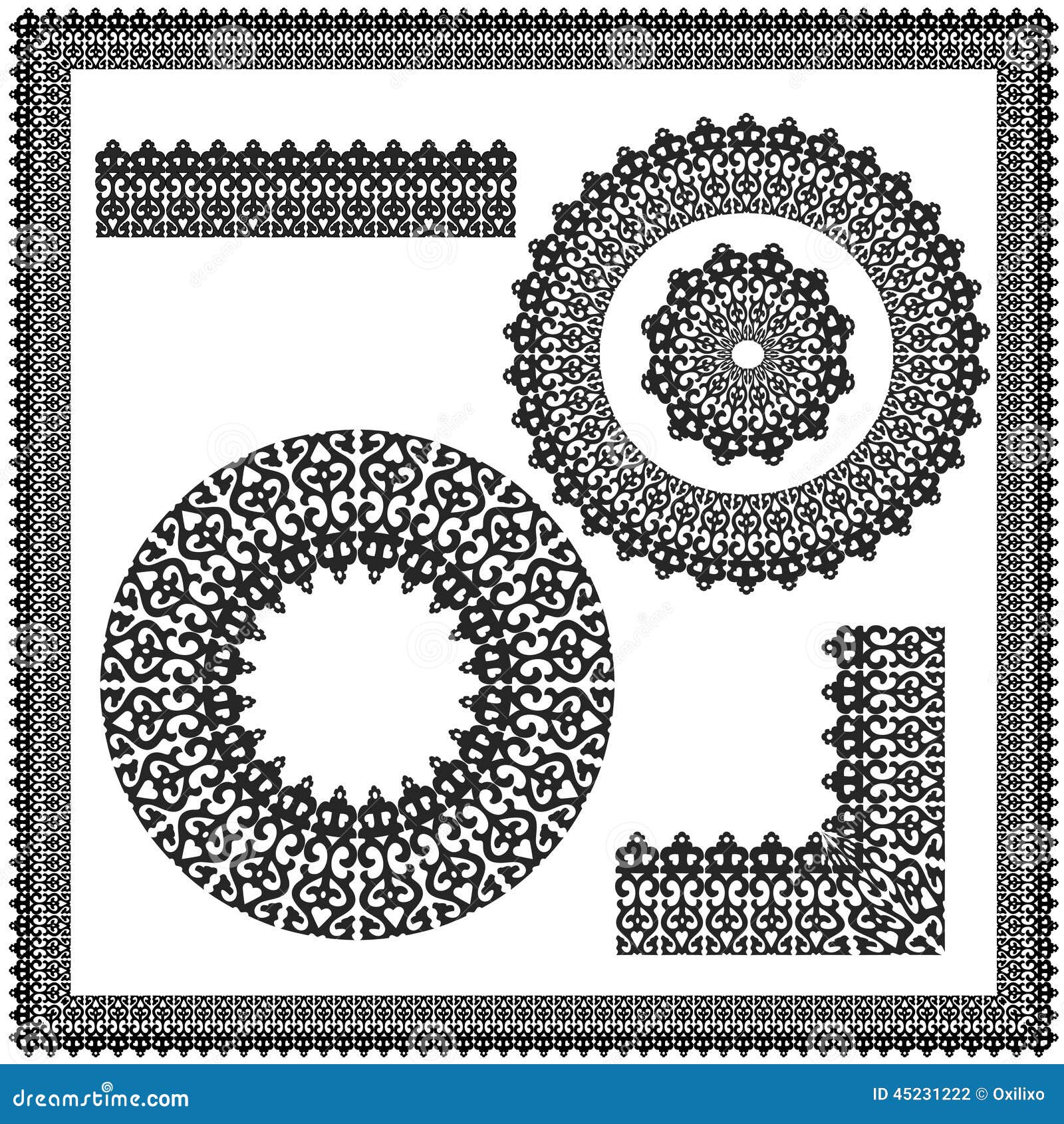 Set of Circular and Square Ornaments Stock Vector - Illustration of ...