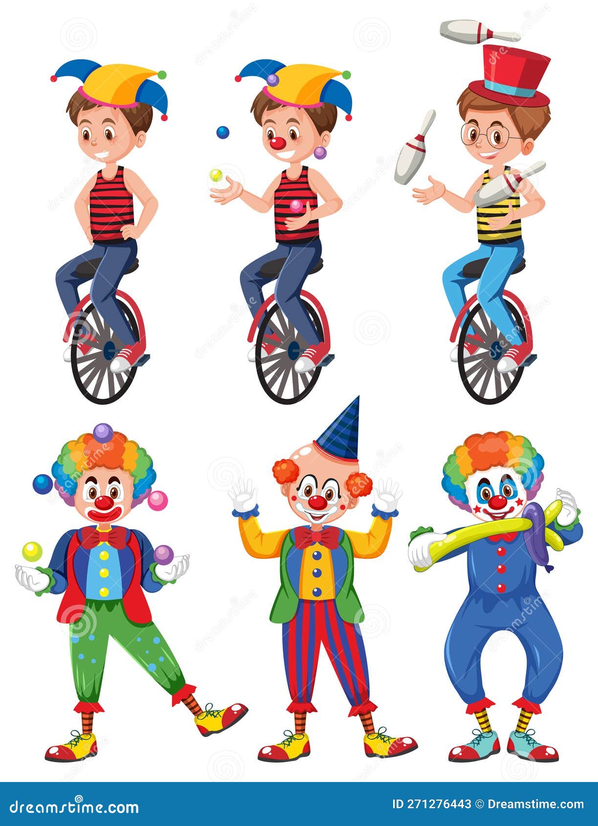 Set of Circus Cartoon Character Stock Vector - Illustration of ...