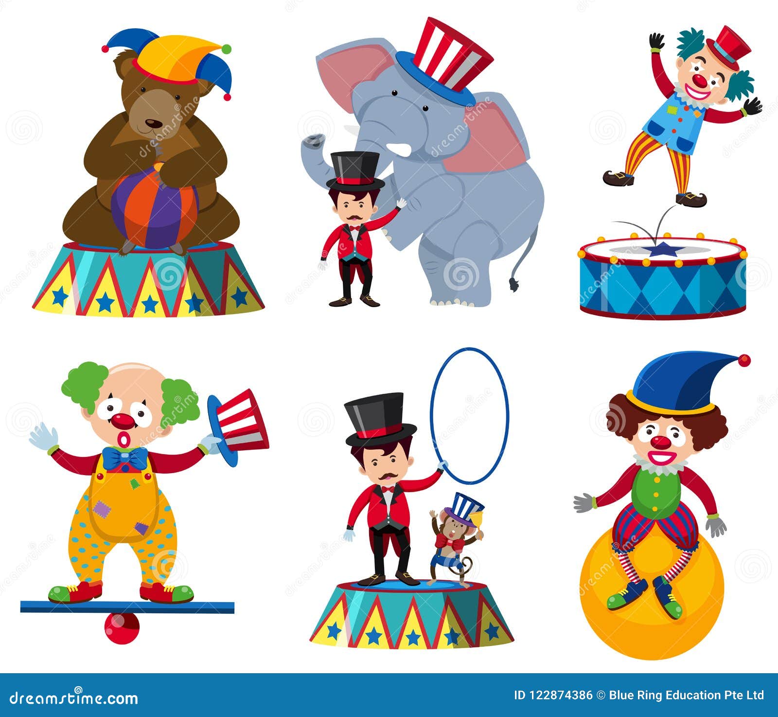 A set of circus character stock vector. Illustration of circus - 122874386