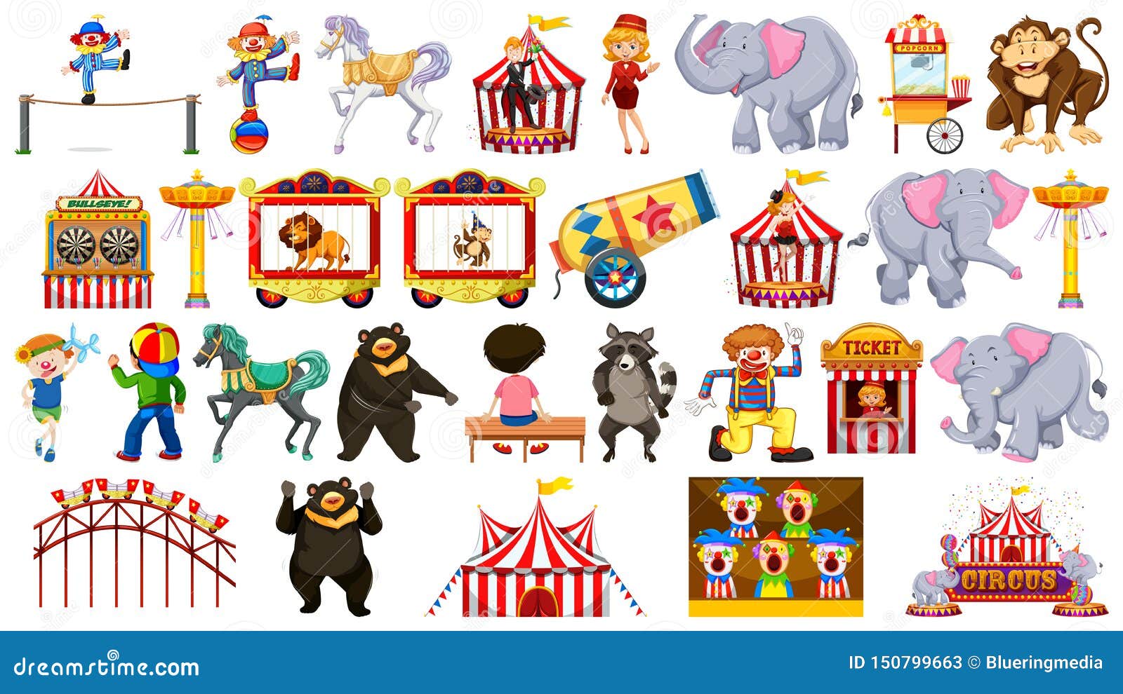 Set of circus element stock illustration. Illustration of sign - 150799663