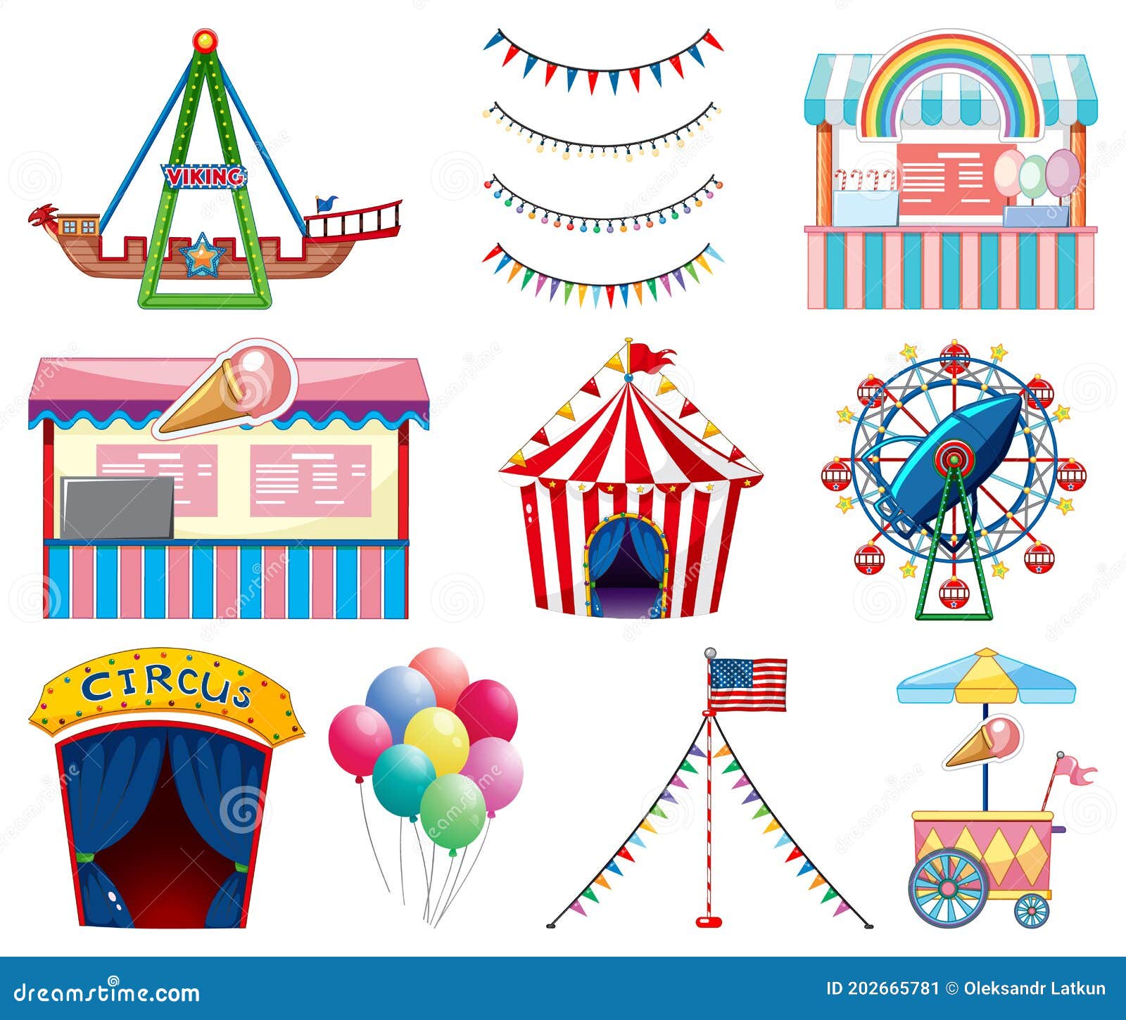 Set of Circus Items on White Background Illustration Stock Vector ...