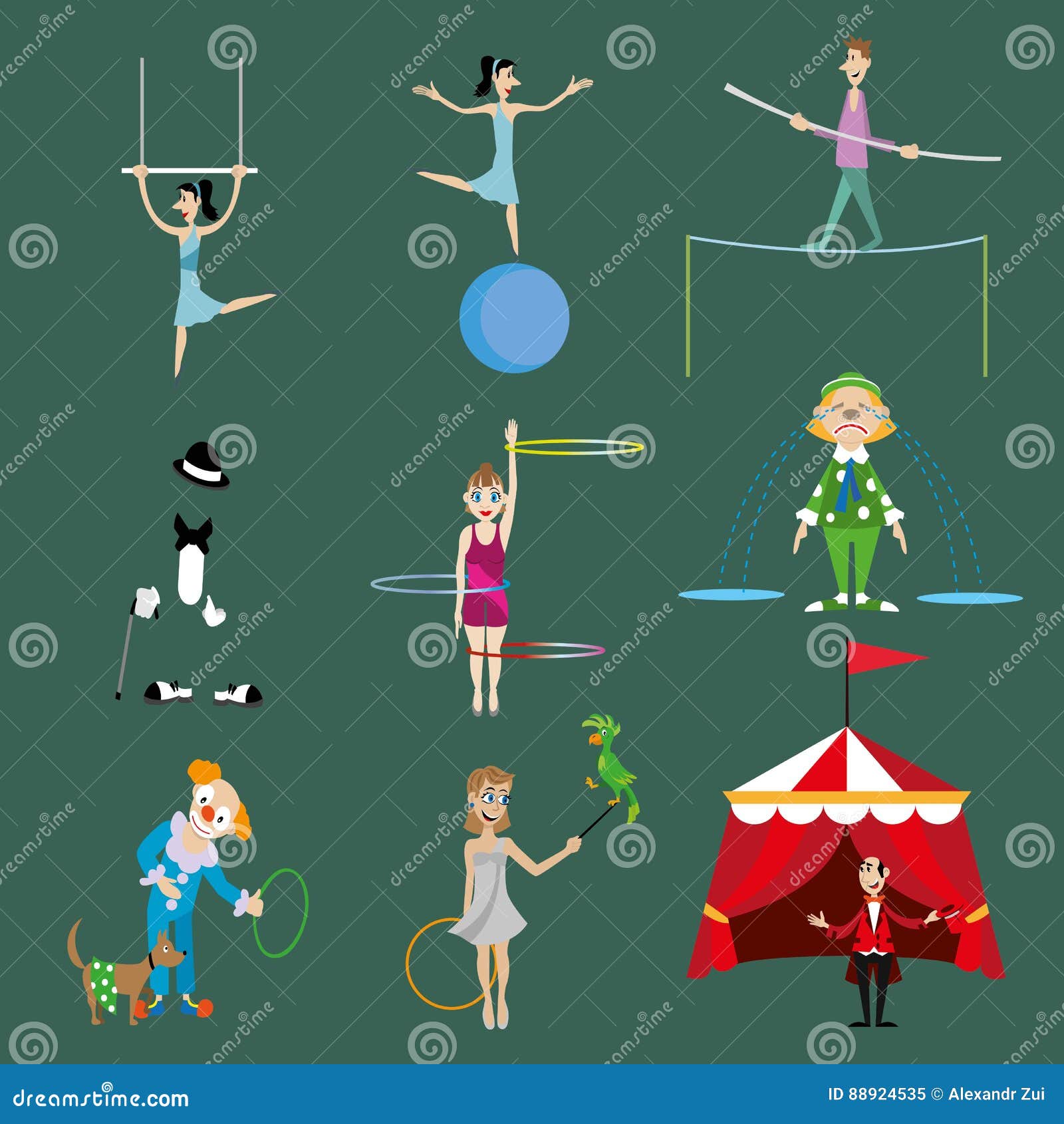 A Set of Circus Performers Isolated Stock Vector - Illustration of ...