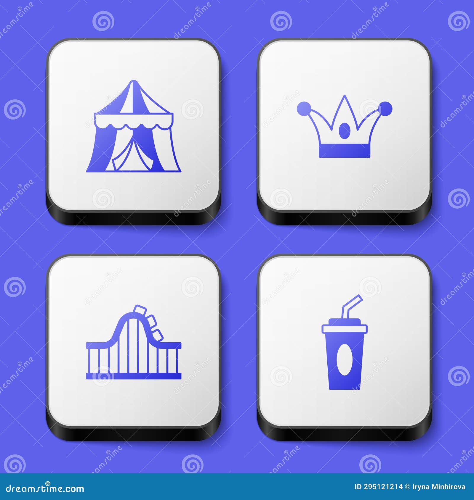 Set Circus Tent, Jester Hat with Bells, Roller Coaster and Paper Glass ...