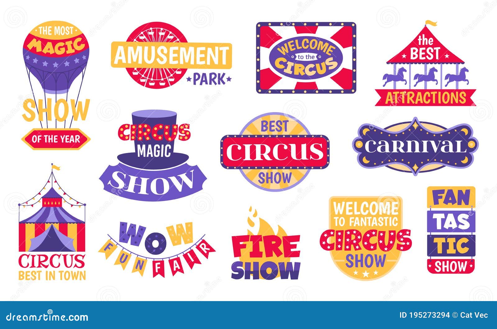 Set Of Circus Logos, Emblems, Labels And Badges. Set Of Vector ...