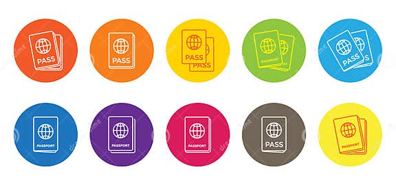 Set Of Citizenship Or Foreign Passport Id In Vector Colorful Icon Can