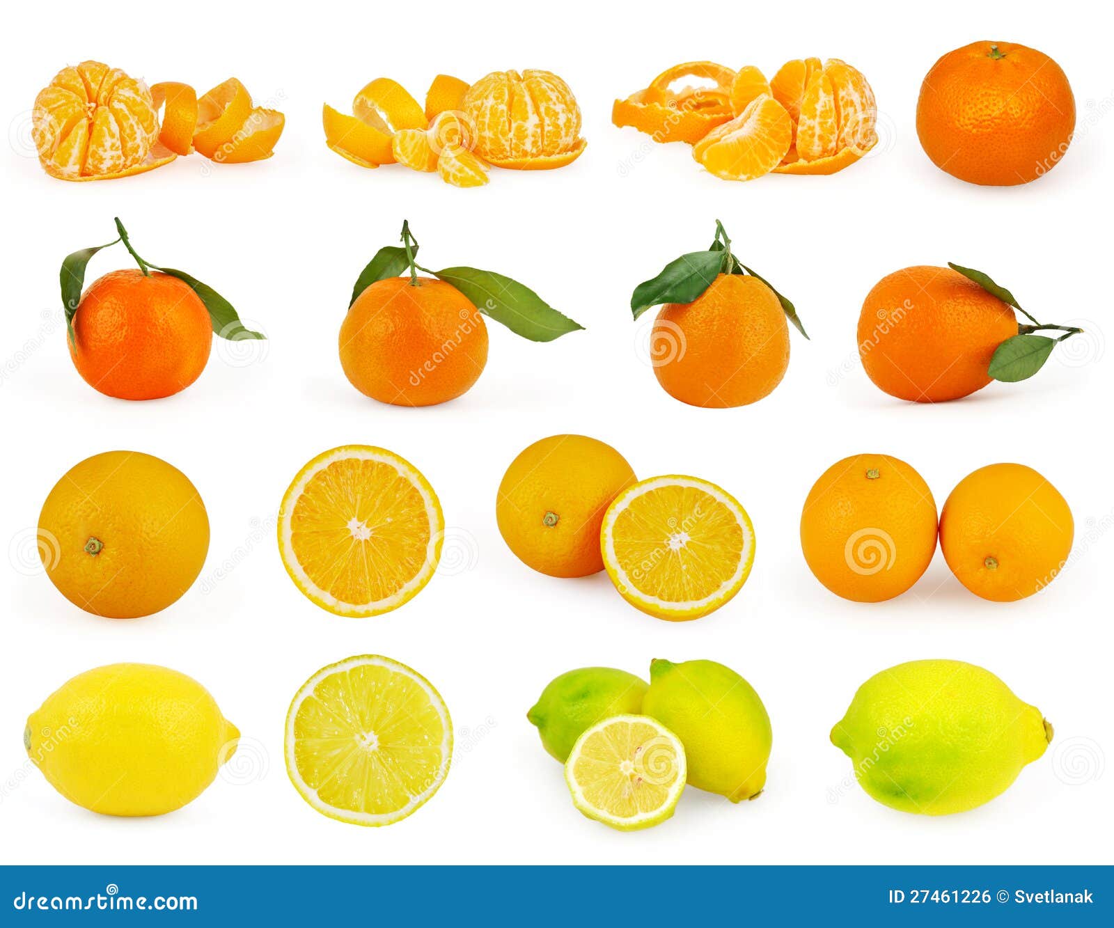 Set of Citrus Fruit Isolated on White Stock Photo - Image of organic ...