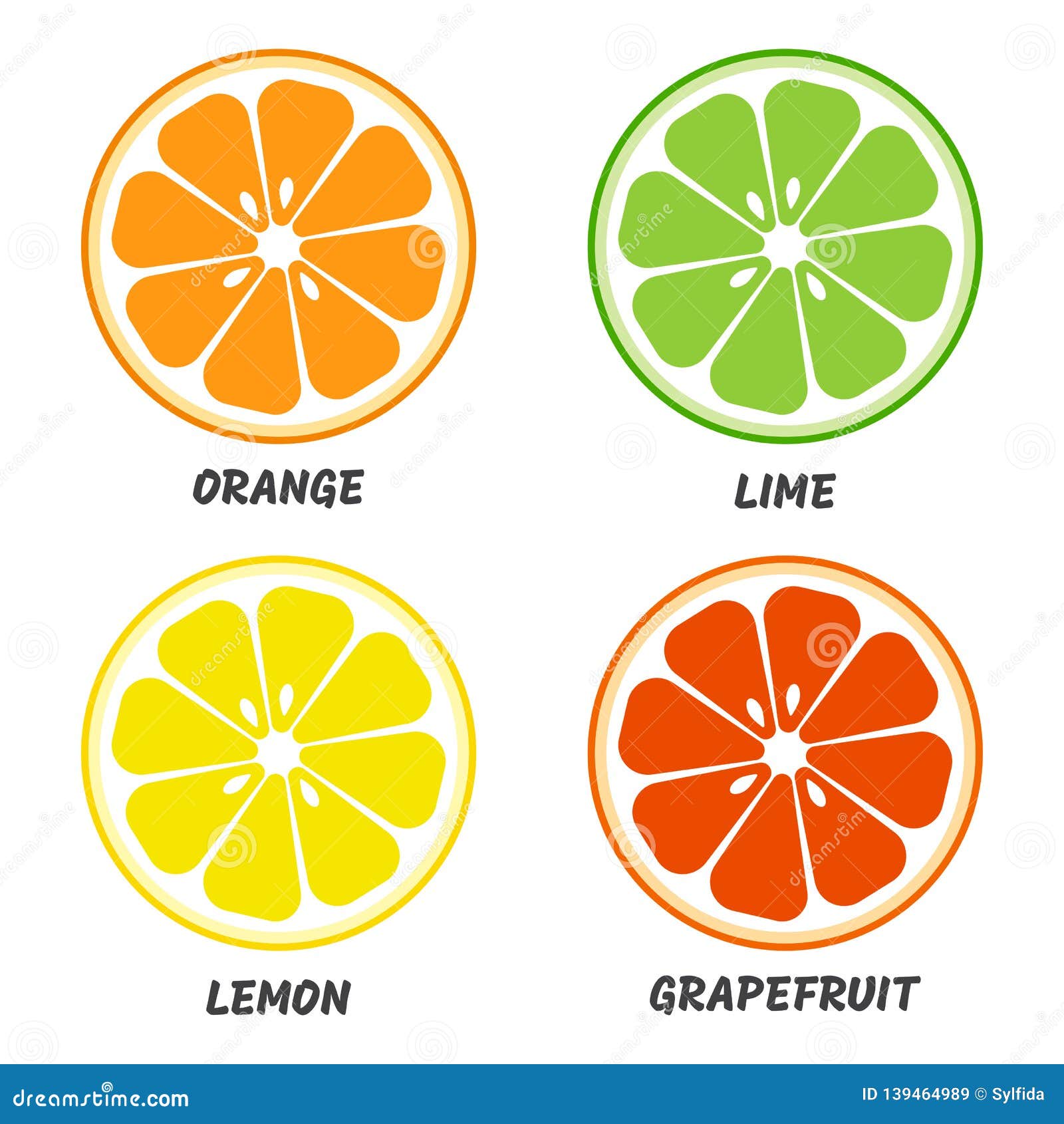 Set of Citrus Icon. Vector Illustration Stock Illustration ...
