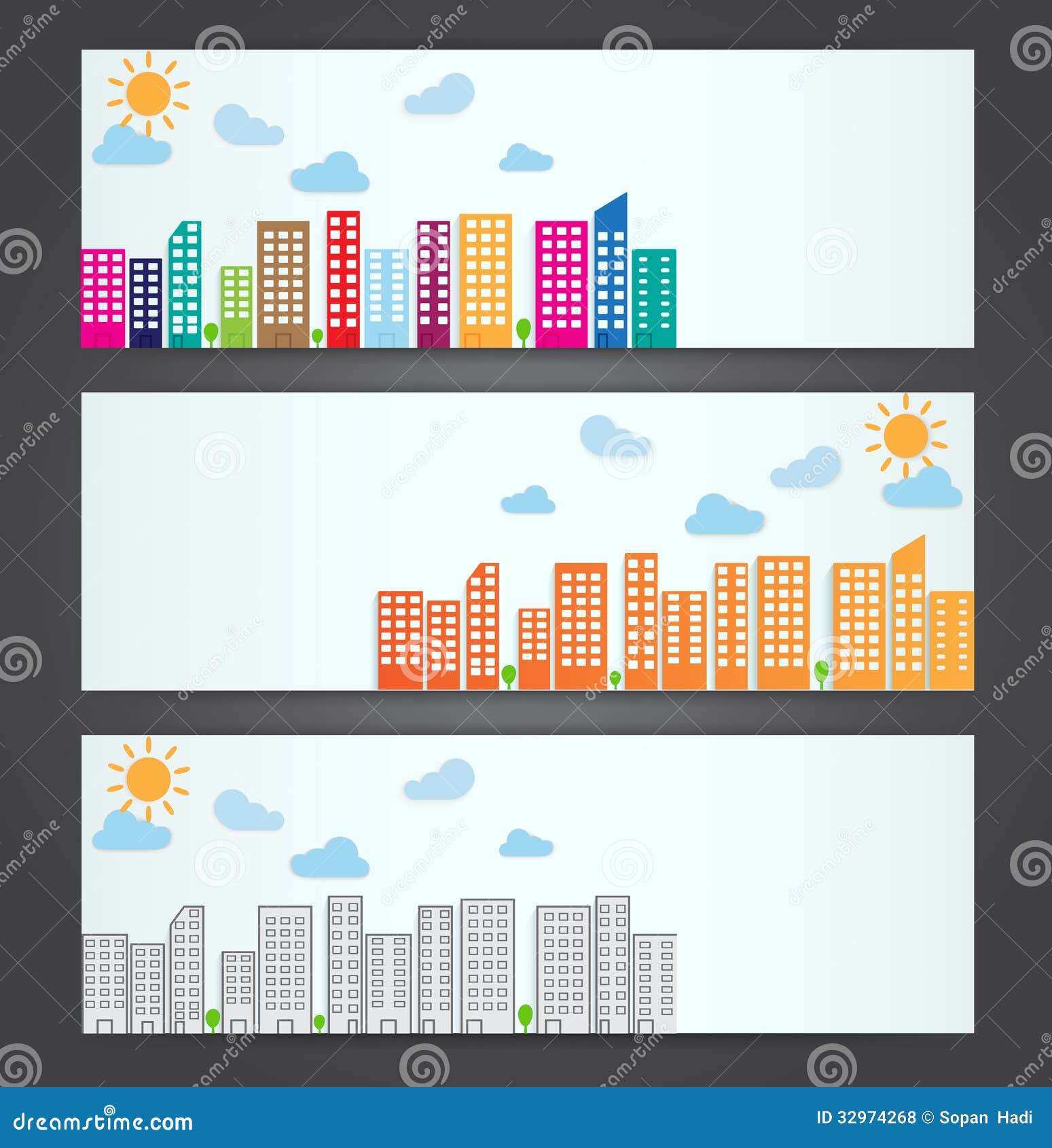 Set of city banner stock vector. Illustration of leadership - 32974268