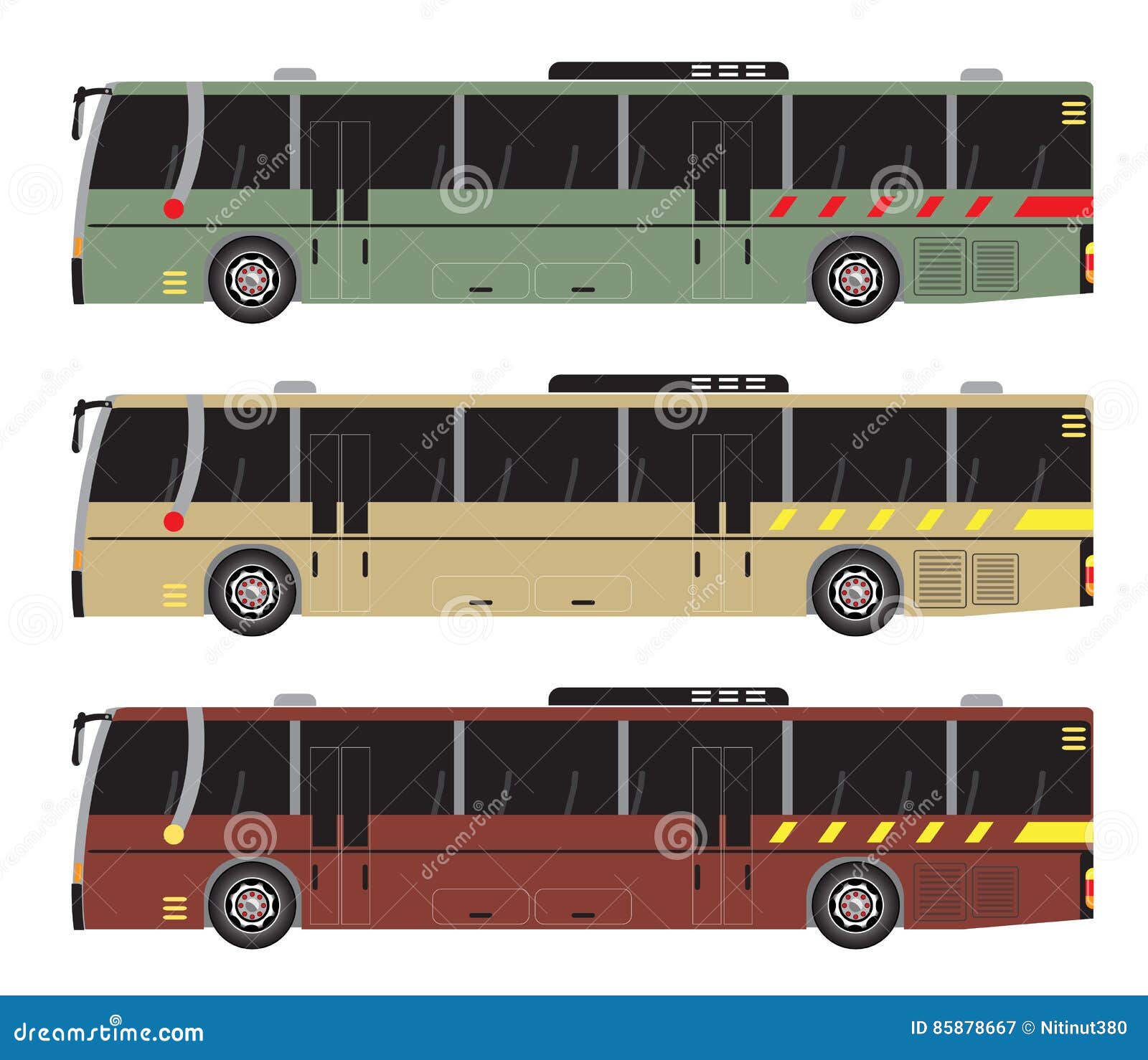 Set of City Bus isolated stock illustration. Illustration of transport ...