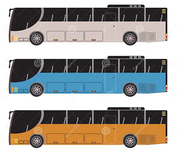 Set of City Bus Vector Isolated Stock Vector - Illustration of isolated ...