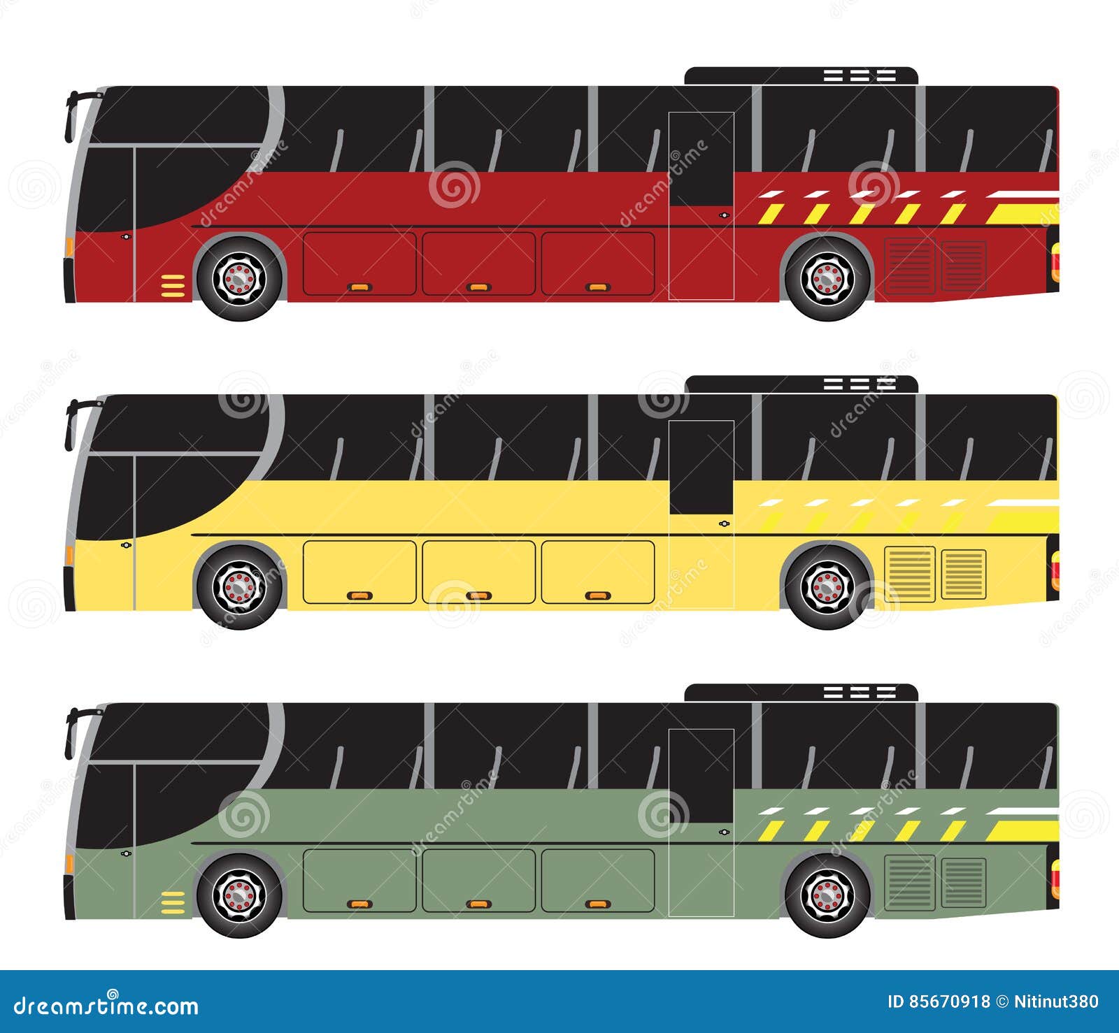 Set of City Bus Vector Isolated Stock Vector - Illustration of city ...