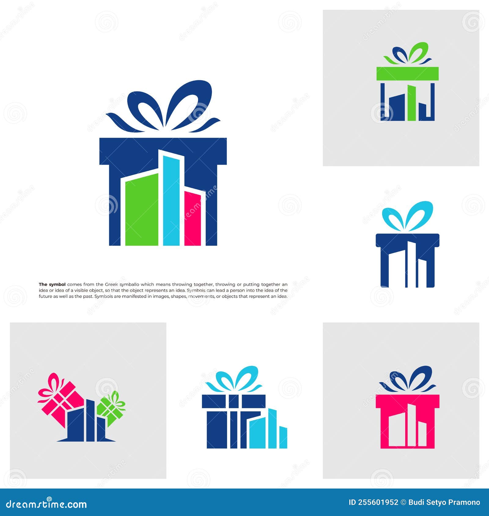 Set of City Gift Logo Design Template. Gift City Logo Concept Vector ...