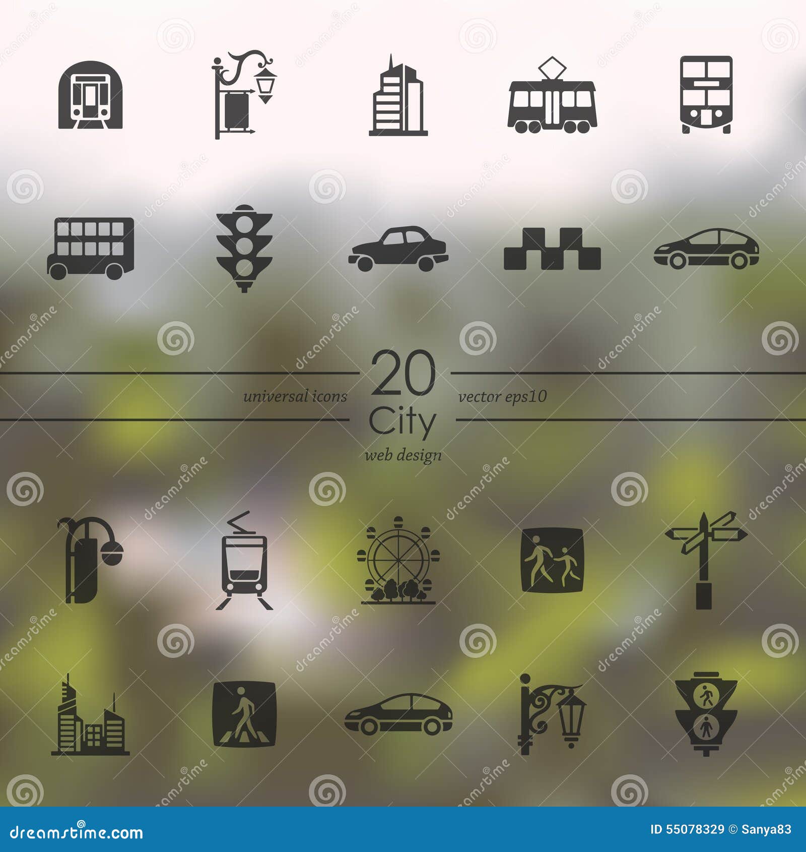 Set of city icons stock vector. Illustration of metropolis - 55078329