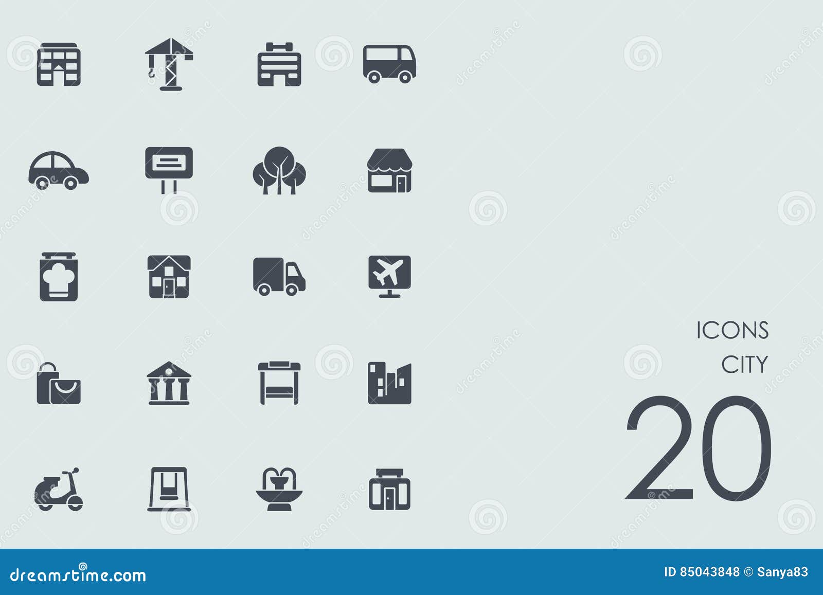 Set of city icons stock vector. Illustration of city - 85043848