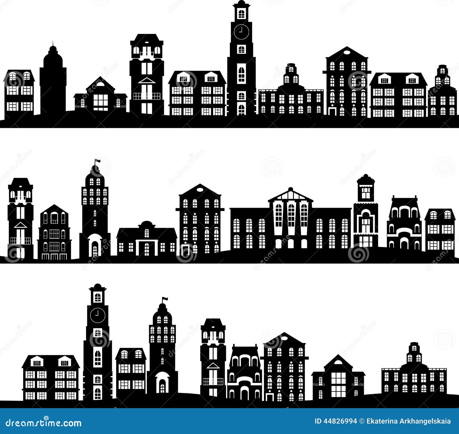 Set of city landscapes stock vector. Illustration of hedge - 44826994