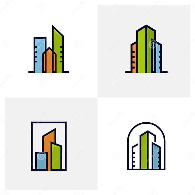 Set of City Logo Vector Template, Creative Building Logo Design ...