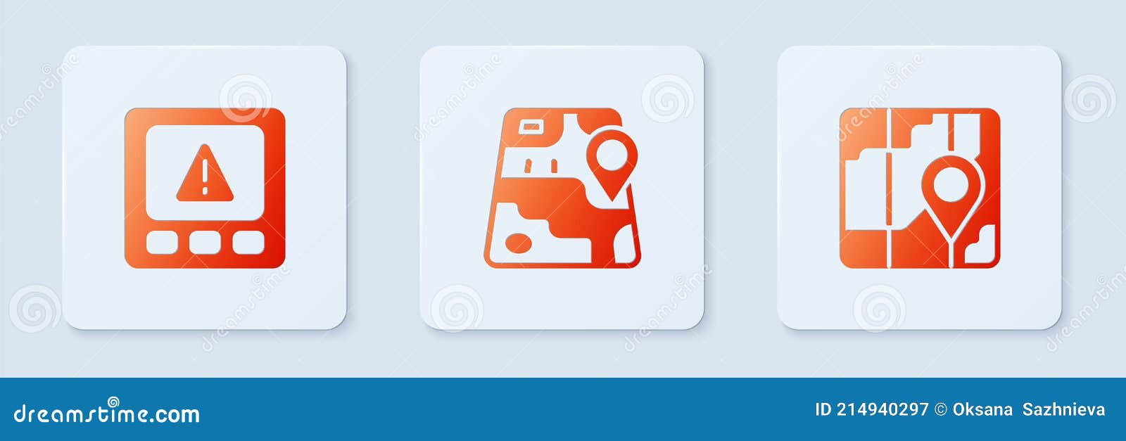 Set City Map Navigation, Gps Device Error and . White Square Button ...