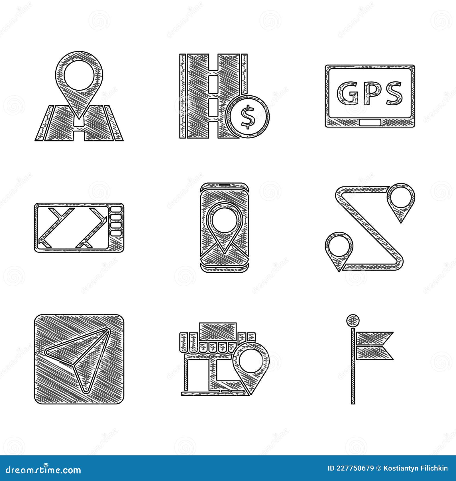 Set City Map Navigation, Location with Store, Marker, Route Location ...
