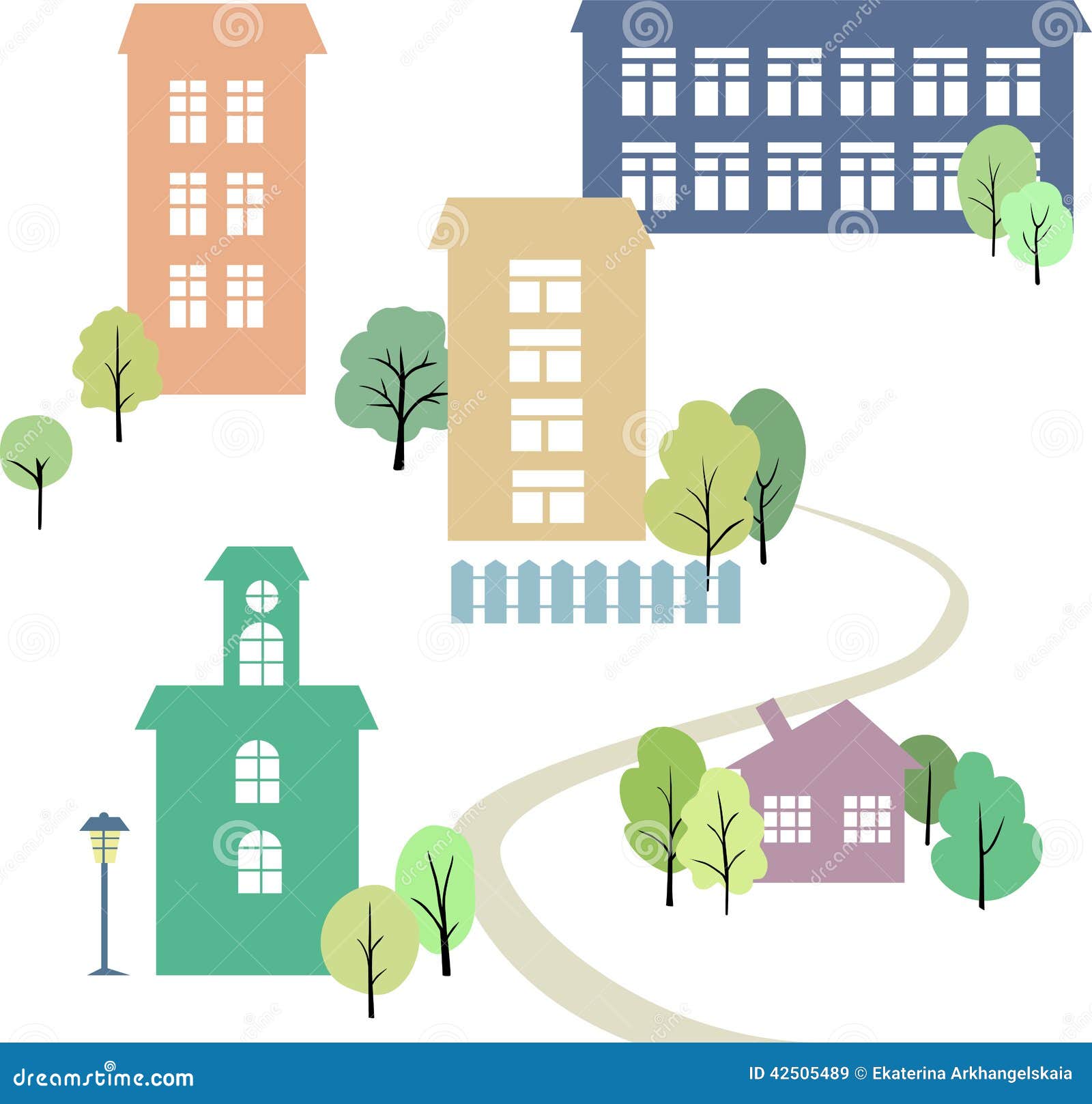 Set of city objects stock vector. Illustration of residential - 42505489