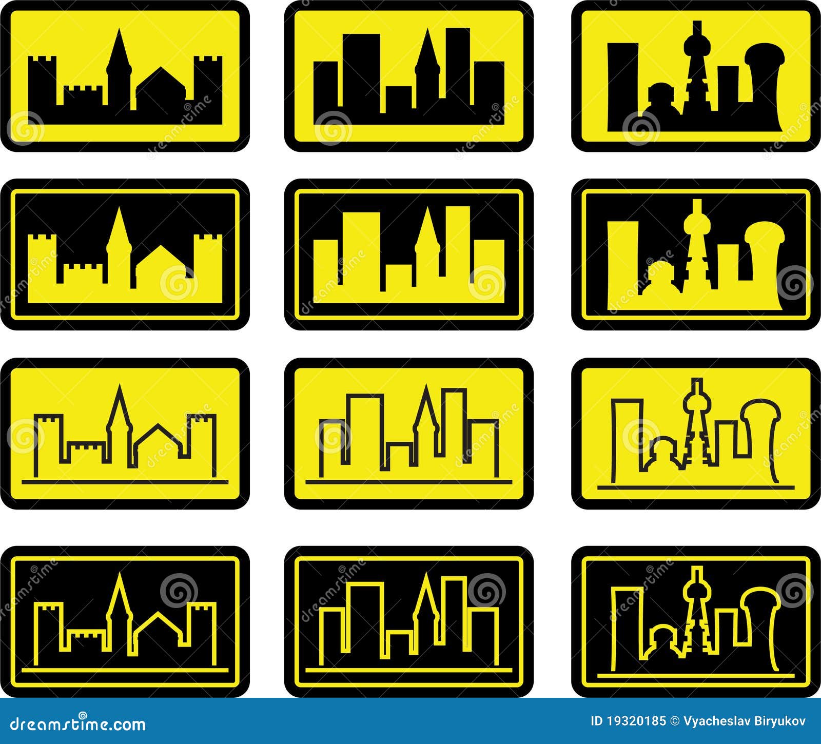 Set of city signs stock vector. Illustration of contour - 19320185