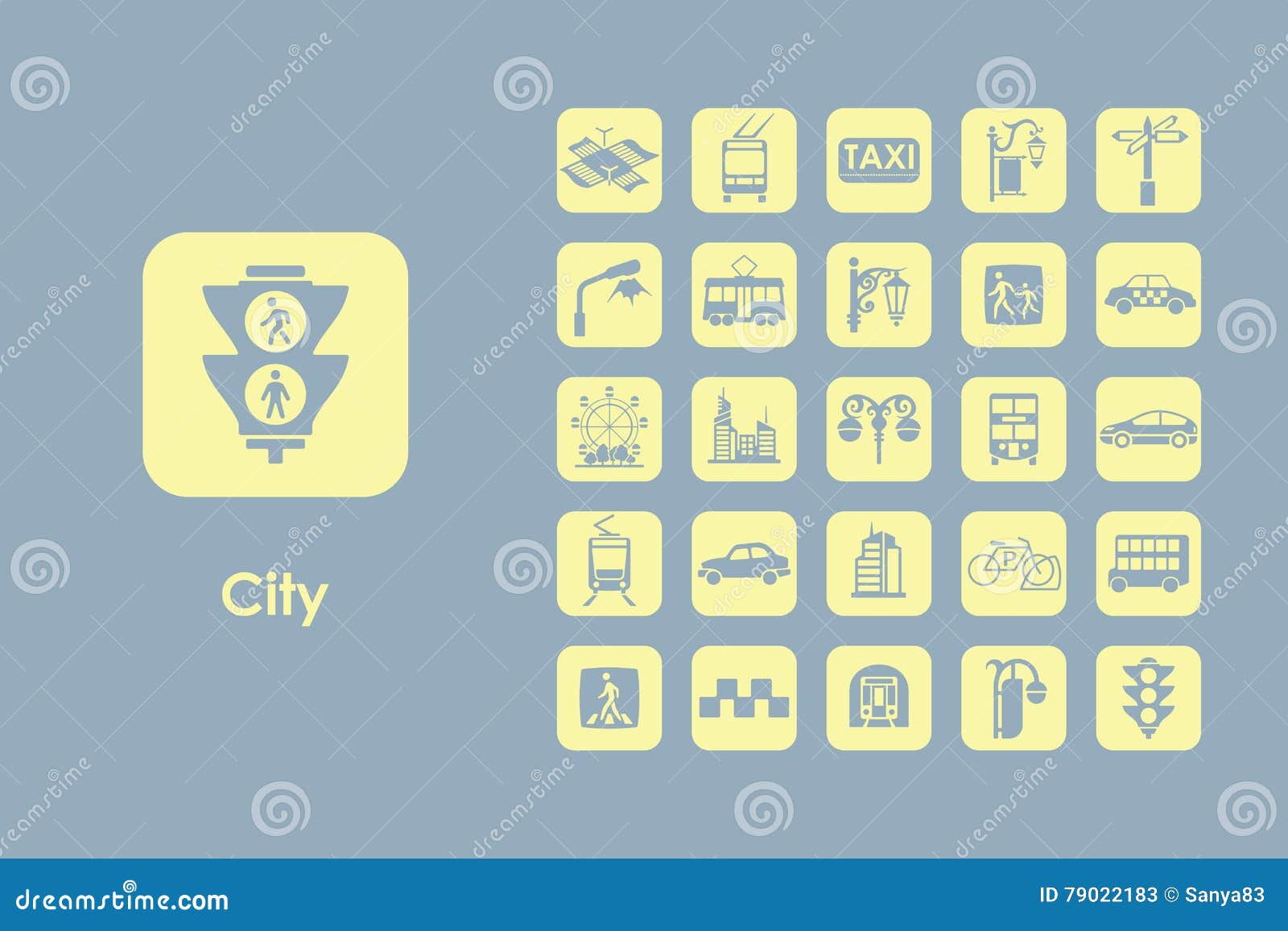 Set of city simple icons stock vector. Illustration of sticker - 79022183