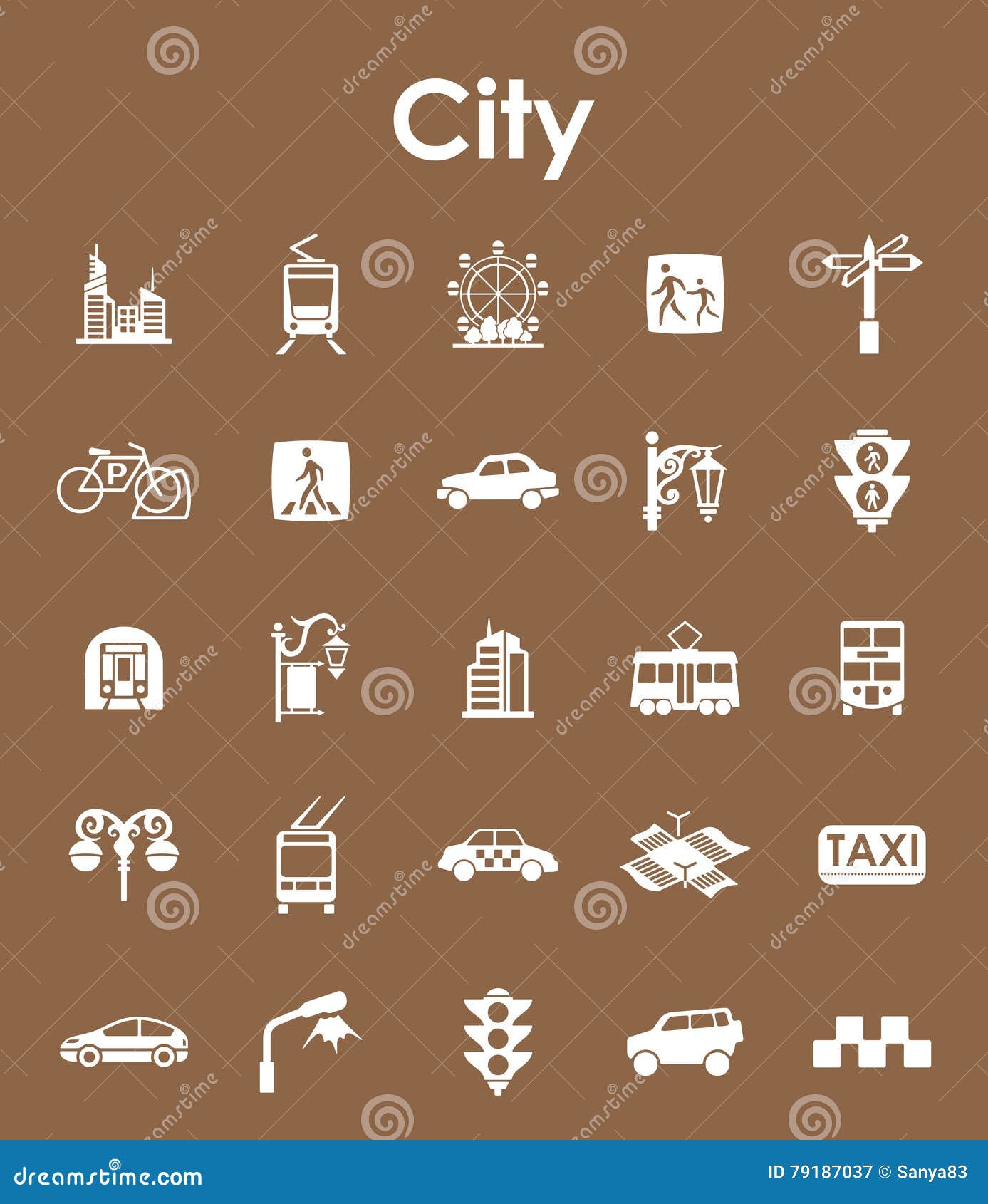 Set of city simple icons stock vector. Illustration of information ...
