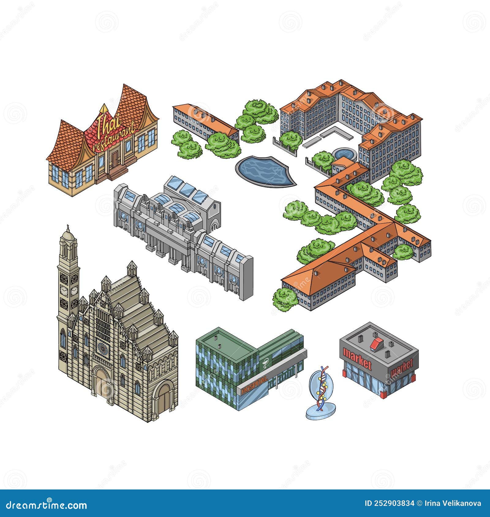 Set of City Structures, Buildings and Transport Vector Stock Vector ...