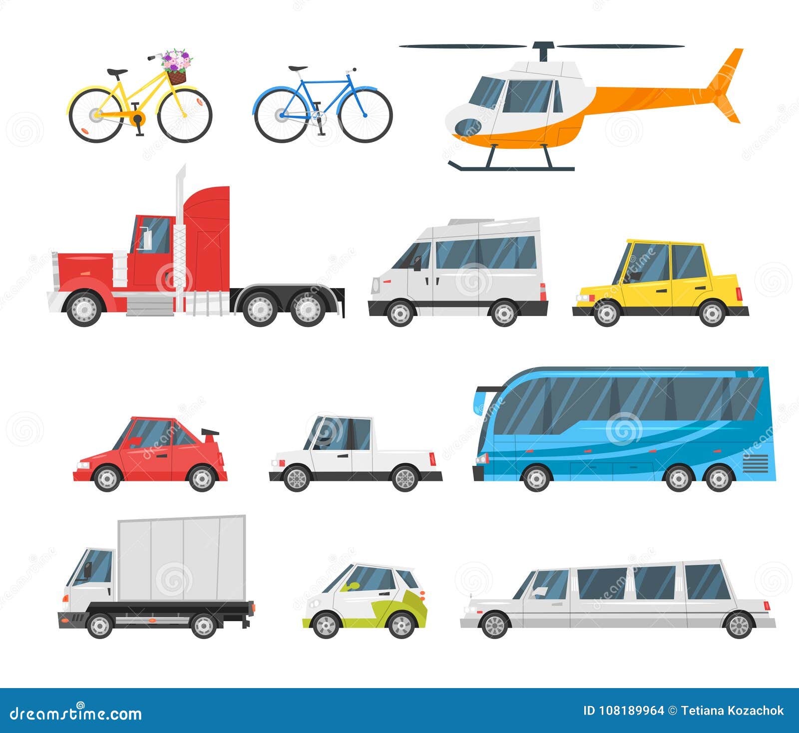 Set of city transport stock vector. Illustration of element - 108189964