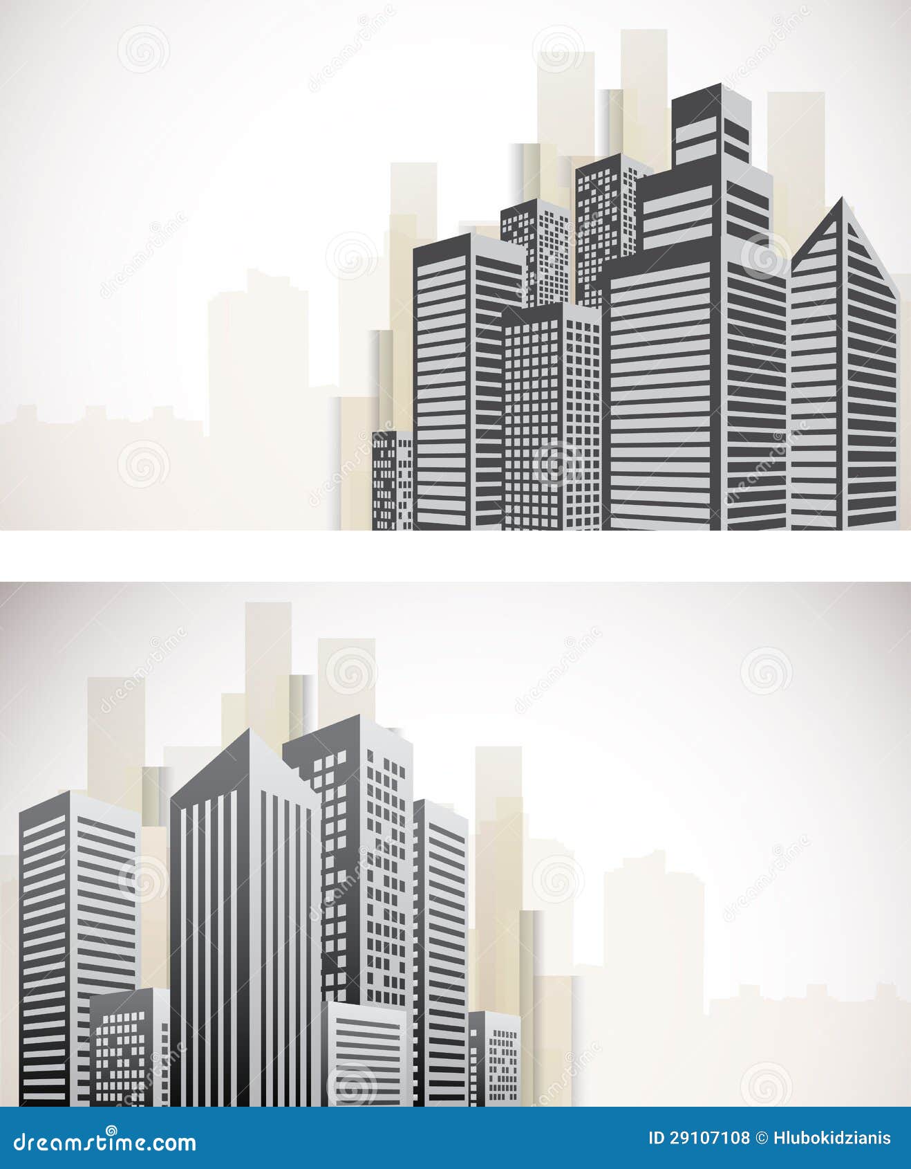 Set of cityscape banners stock vector. Illustration of graphic - 29107108