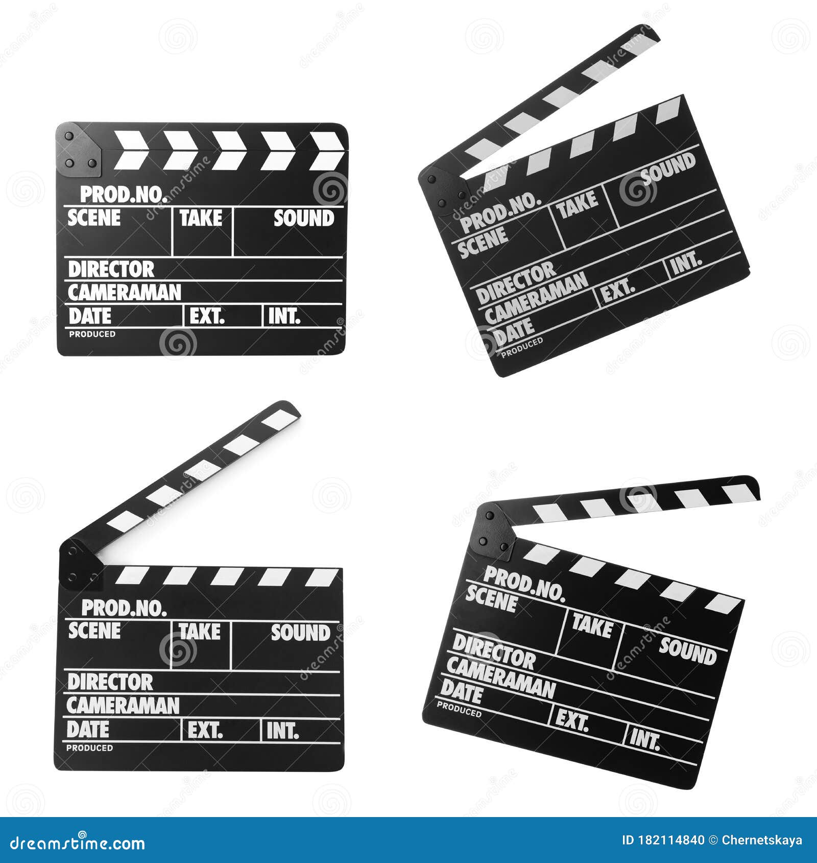 Set of Clapper Boards on Background. Cinema Production Stock ...