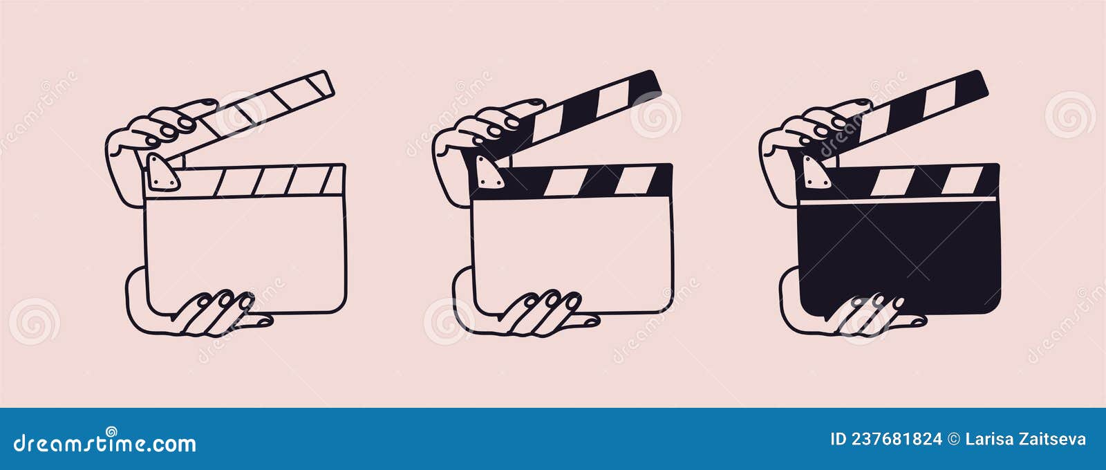 A Set of Clapperboards in Hands. Hands are Holding an Open Director S ...