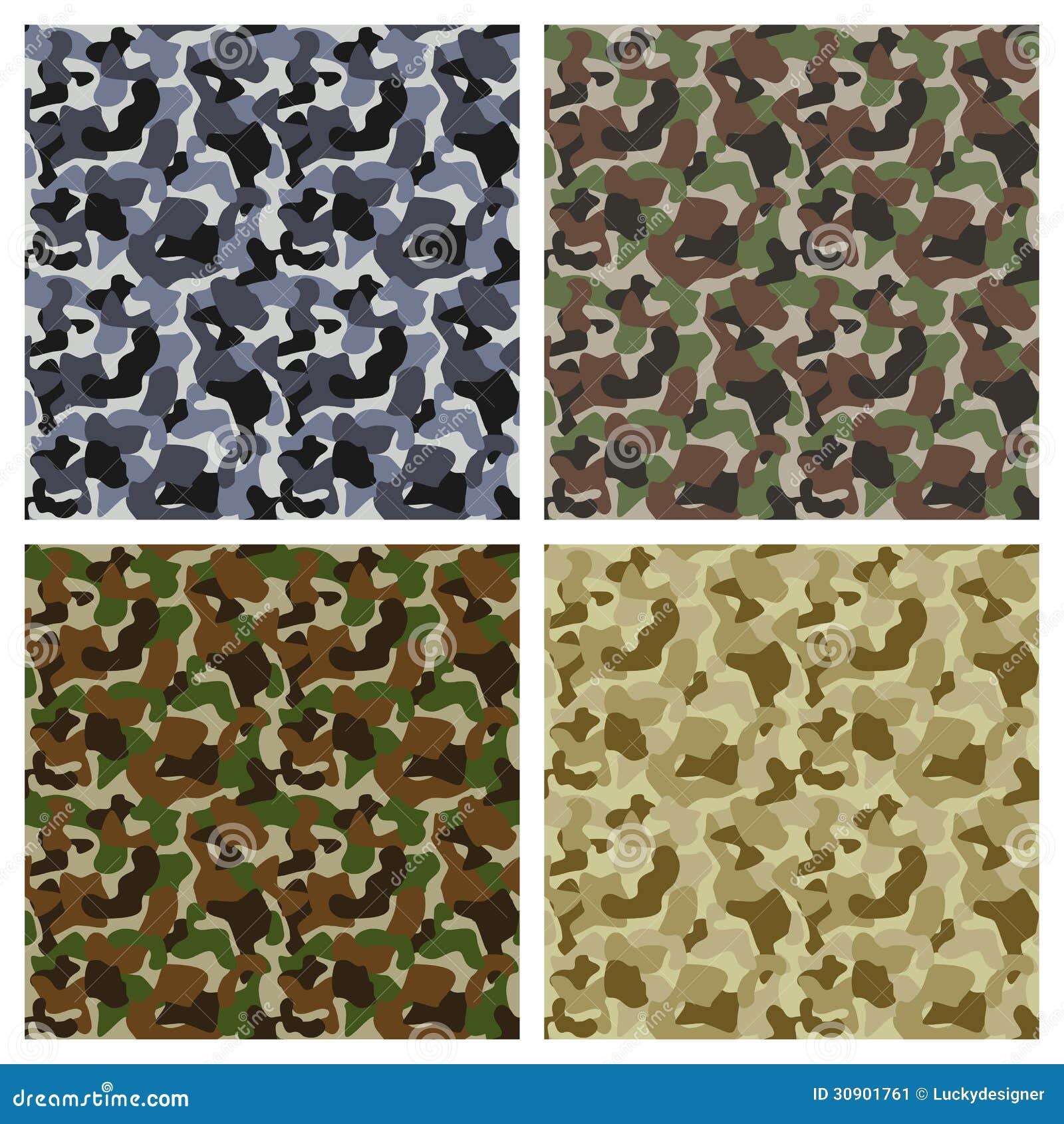 Set of Classic Camouflage Seamless Patterns Stock Vector - Illustration ...